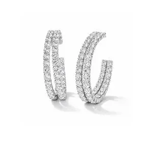 MAISON DE GALA Crystal Hoop Earrings - Silver