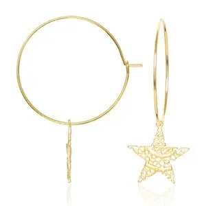 C.J.M Star Web Hoop Earrings - Gold