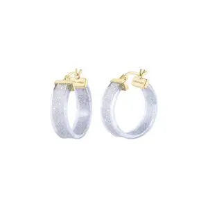 GOLD & HONEY Wide Glitter Hoop Earrings - Silver