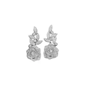 CHANEL JOAN ELKAYAM Crystal Flower Dangle Earrings - Silver