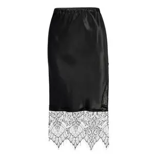 LAHIVE Hematite Lace Trimmed Bias Skirt