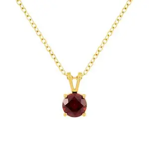 AVIR NEW YORK 14k Yellow Gold Garnet Pendant Necklace - Red