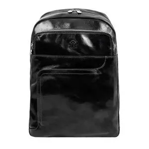 TIME RESISTANCE Large Leather Backpack - Black