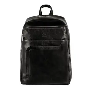 TIME RESISTANCE Large Leather Backpack - Black