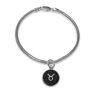 N'DAMUS LONDON Taurus Zodiac Astrolab Leather & Sterling Bracelet - Silver
