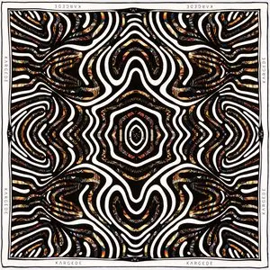 KARGEDE Designer Silk Scarf And White, Square - Black