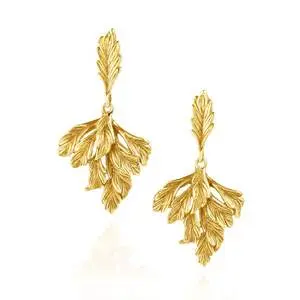 UNALOE Gold Plated Leaf Drop Earrings - Silver