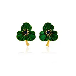 MILOU JEWELRY Three-Leafed Clover Earrings Green
