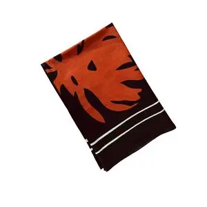 HERITAGEMODA Black / Red / Brown Hand-painted Black Rust Floral Wool-silk Scarf - Black/red/brown