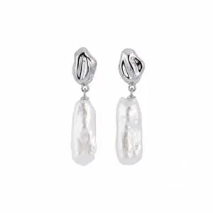 ANGEL BAROCCO Baroque Pearl Stud Earrings - Silver