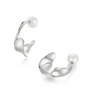 CLASSICHARMS Chunky Wave Hoop Earrings - Silver