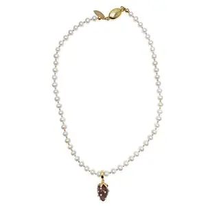 FARRA Freshwater Pearls With Removable Strawberry Pendant Necklace