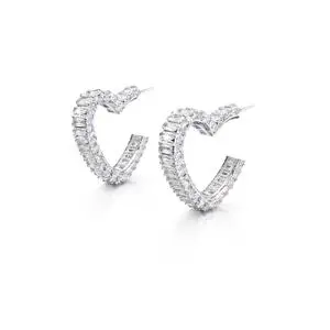 MAISON DE GALA Pave Crystal Hoop Earrings - Silver