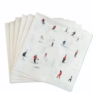 DEDE JOHNSTON Skier Lunch Napkin - White