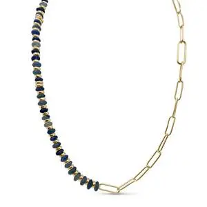 CLEMENCE WREN Jade Stone Paperclip Necklace - Blue