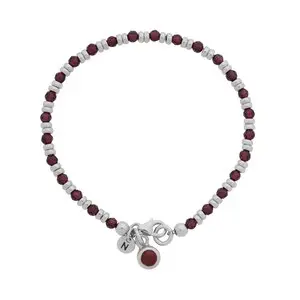 NELLOU JEWELLERY Linear January Birthstone Garnet Bracelet - Red