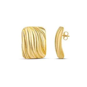 SHYMI Textured Square Statement Earrings - Gold