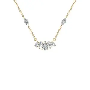 AYA FINE JEWELRY 1.97 Ct Pear & Marquise Cut Lab Grown Diamond Station Necklace In 14k Gold - Yellow