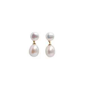 MISS CECILIA Freshwater Pearl Drop Earrings - White