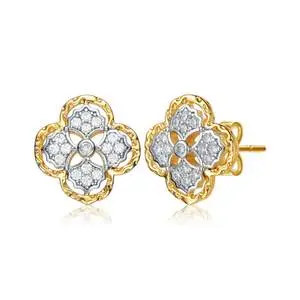 GENEVIVE Rachel Glauber Floral Stud Earrings - Gold