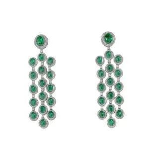 MERAKI BY RASHMI BAJAJ Julitte Cubic Zirconia Chandelier Earrings - Green