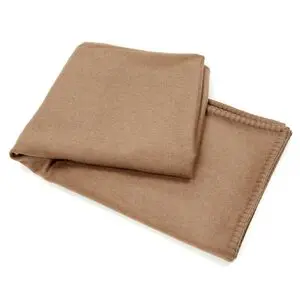 ELISKÁ Cashmere Throw Taupe With Blanket Stitching - Brown