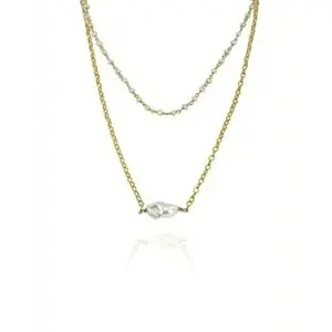 LINYA JEWELLERY Double Chain Pearl Necklace - Gold