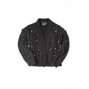 Saachi Pearl Knit Cardigan Sweater - Black