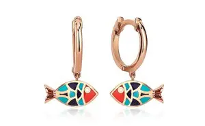 REIS JEWELLERY 14k Yellow Gold Carnival Fish Dangle Earrings - Gold/yellow