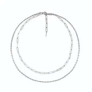 A WEATHERED PENNY Layered Chain Necklace - Silver