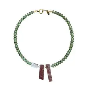 DESERT LOBBY Alexandros & Hephaestion Beaded Necklace - Green/pink