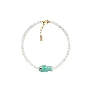 ADRIANA PAPPAS DESIGNS Fishy Pearls Anklet - Blue