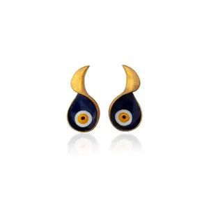 MILOU JEWELRY Navy Evil Eye Earrings Blue