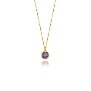 LINYA JEWELLERY Cosmic Chain Zodiac Birthstone Necklace - Purple