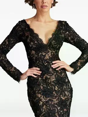 Tadashi Shoji Floral Lace Long-sleeve Maxi Dress