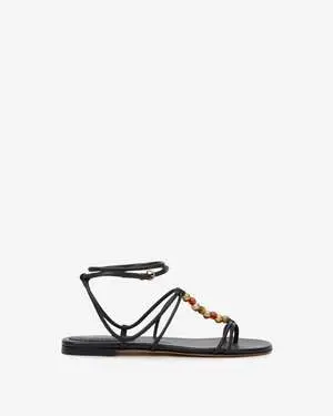 Isabel Marant Étoile Leather Embellished Thong Sandals - Black