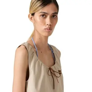 Miu Miu Panama Cotton Crop Top - Limestone