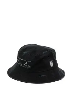 Martine Rose Distressed Embroidered Bucket Hat - Black