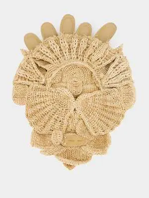 NATALIA BRILLI Sculptural Raffia And Leather Decorative Mask