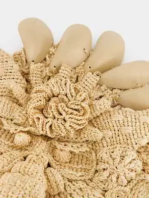 NATALIA BRILLI Sculptural Raffia And Leather Decorative Mask