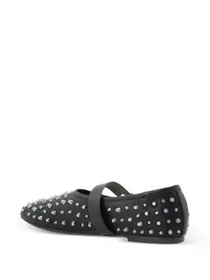 ALLSAINTS Studded Buckle Leather Ballet Flats - Black