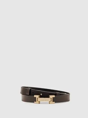 REISS Hayley Leather Square Hinge Belt