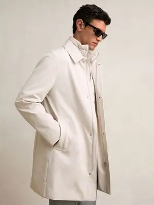 REISS Logan Hybrid Overcoat With Removable Funnel Neck