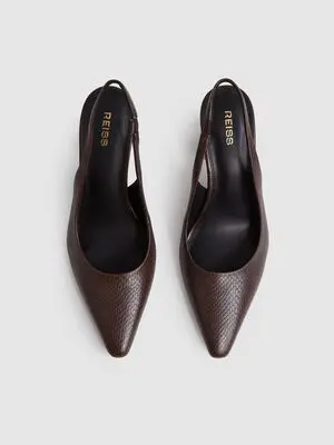 REISS Lorena Leather Slingback Court Shoes