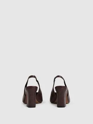 REISS Lorena Leather Slingback Court Shoes