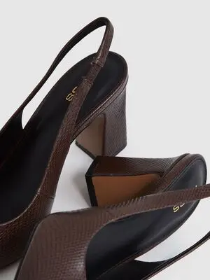 REISS Lorena Leather Slingback Court Shoes