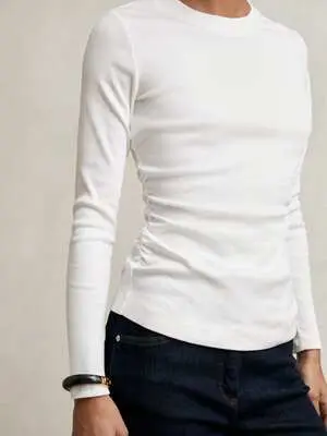 REISS Tessa Cotton Long-sleeve T-shirt - White