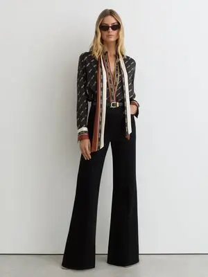 REISS Chain-print Tie-neck Shirt