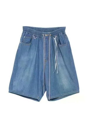 MASTERMIND WORLD Skull-patched Drawstring Denim Shorts