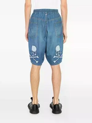 MASTERMIND WORLD Skull-patched Drawstring Denim Shorts